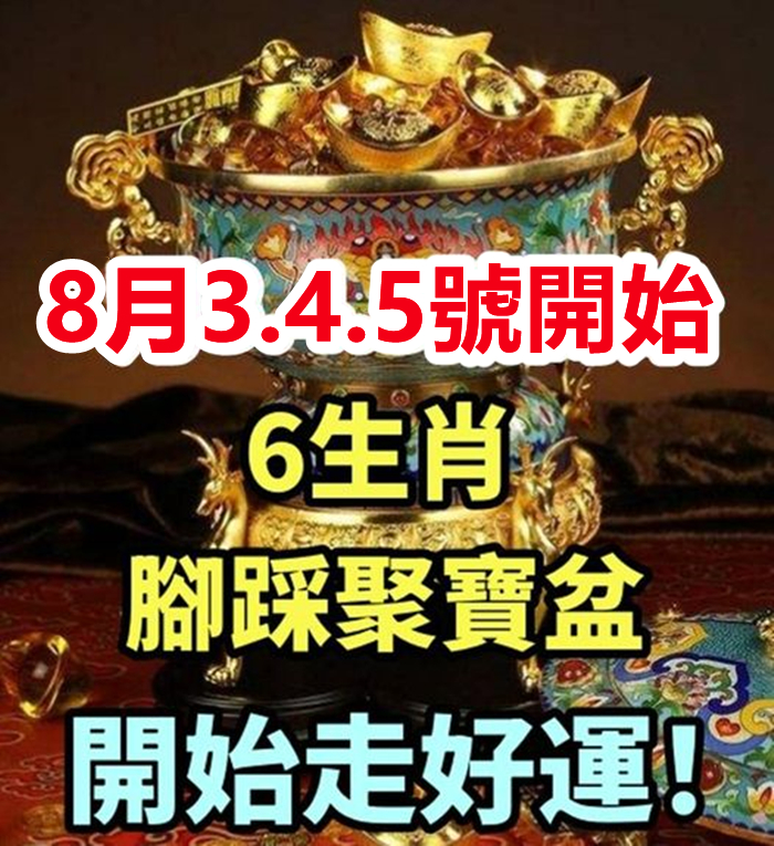 8月3.4.5號開始，腳踩聚寶盆的6生肖，開始走好運! - agonew